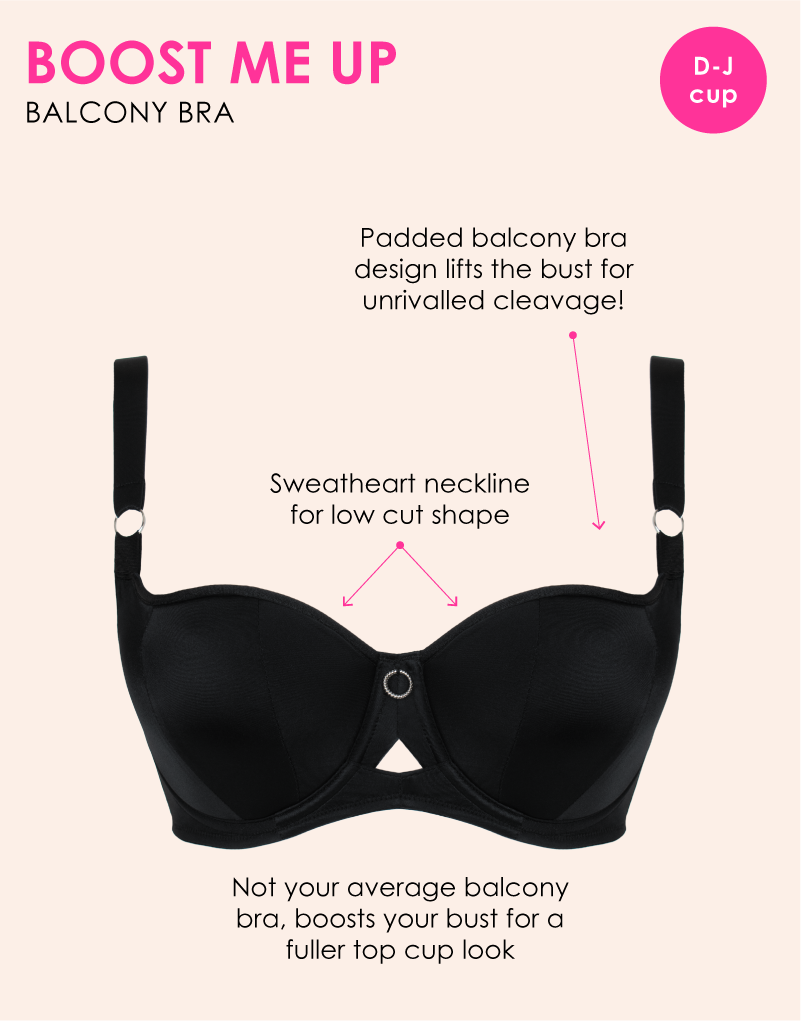 Curvy Kate Boost Me Up Padded Balcony Bra Black – Curvy Kate UK