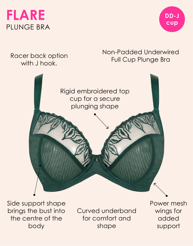 Curvy Kate Flare Full Plunge Side Support Multiway Bra Emerald Sparkle ...